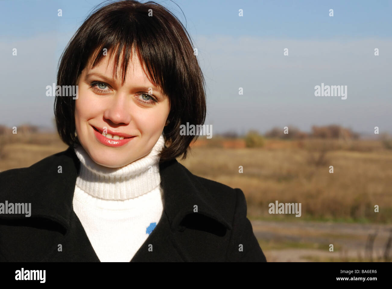 A smiling women on outdoors The European nationality Stock Photo - Alamy
