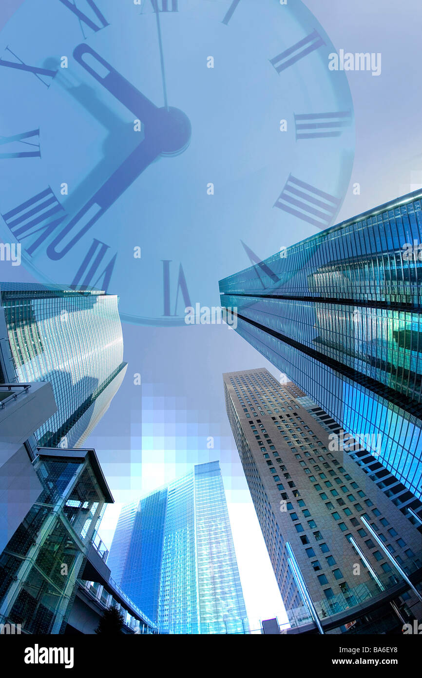 Clock illusion in the urban sky Stock Photo - Alamy