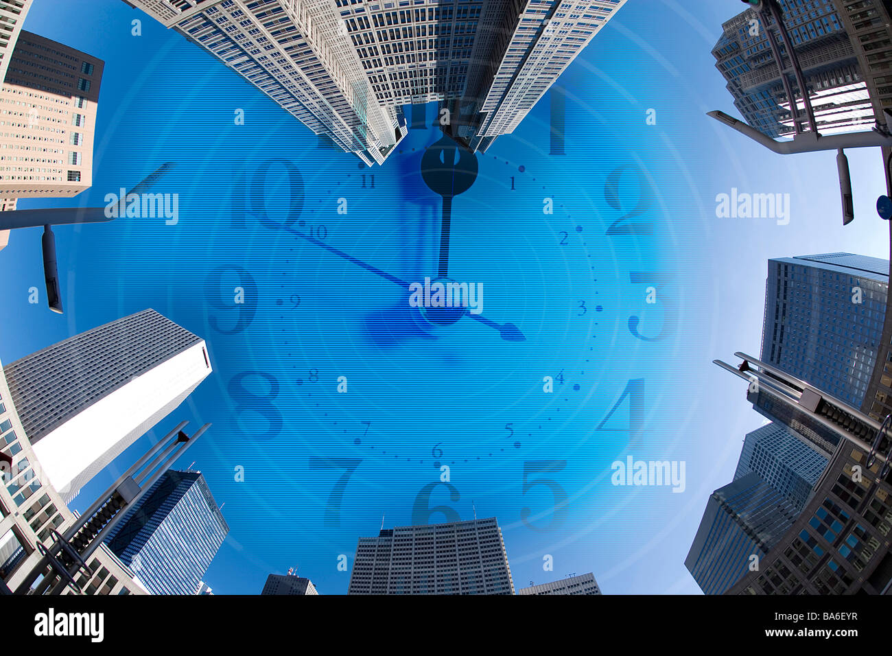 Clock illusion in the urban sky Stock Photo - Alamy