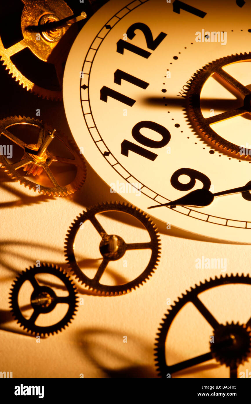 Clock gears and components Stock Photo - Alamy