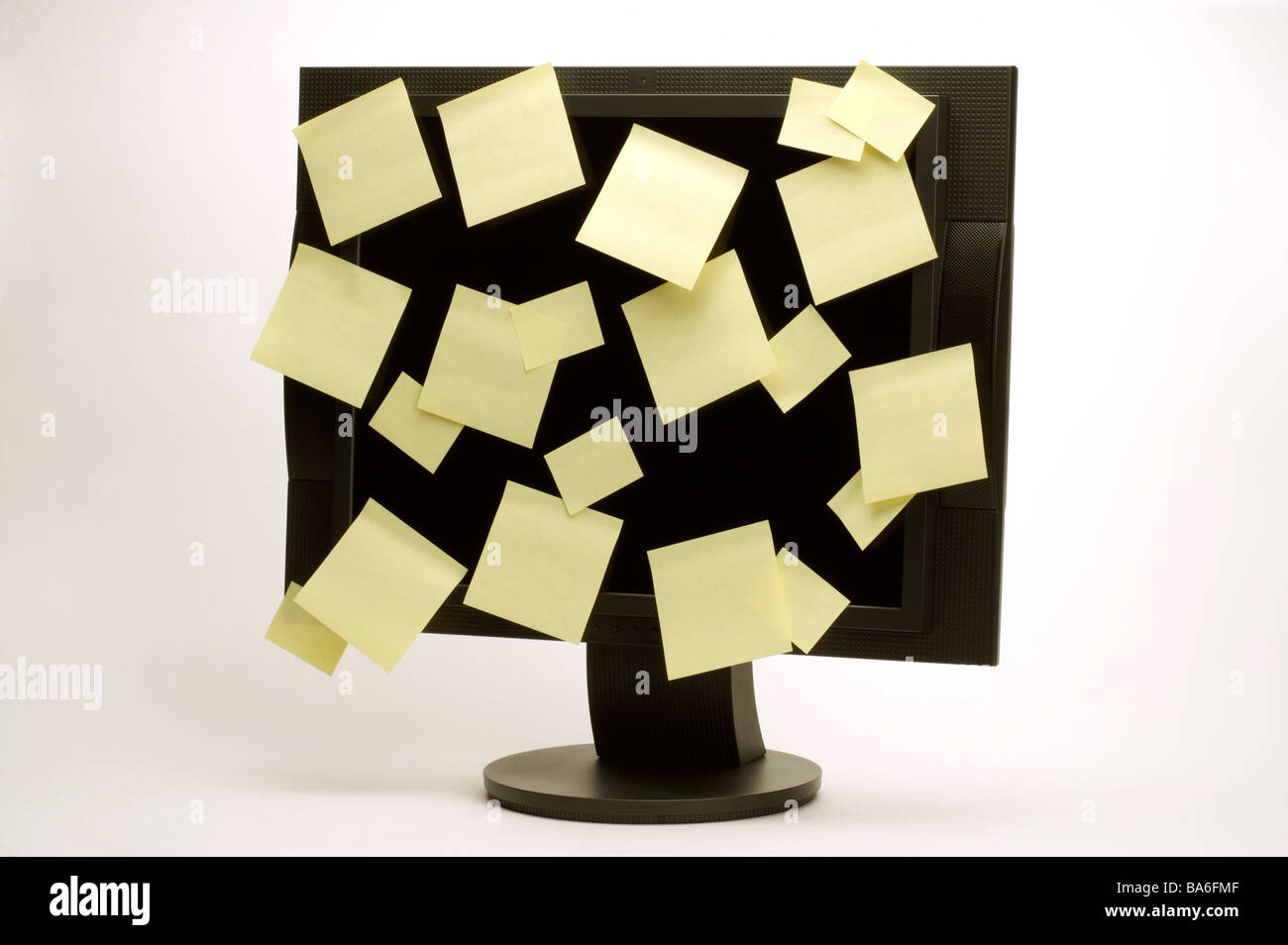 Adhesive notes on computer screen close up Stock Photo - Alamy