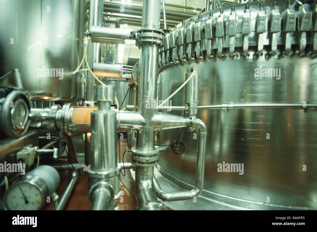 Brewery receptacles kettles tubes detail factory beer brews producing ...