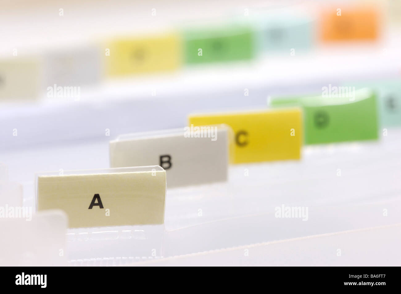 Close up of alphabet tabs Stock Photo - Alamy