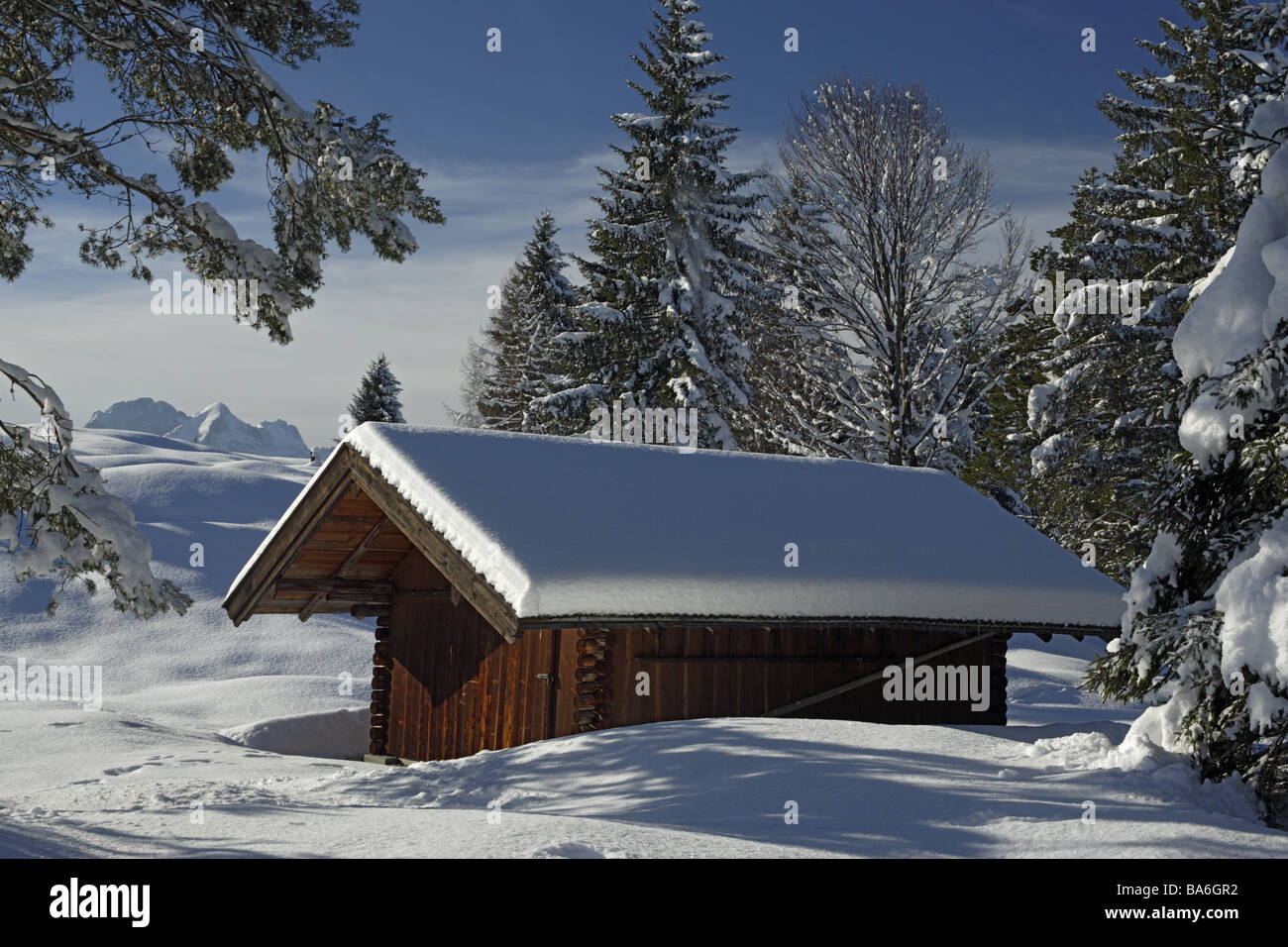 Germany Bavaria highland-shaft Stadel snow waiter-Bavaria landscape ...