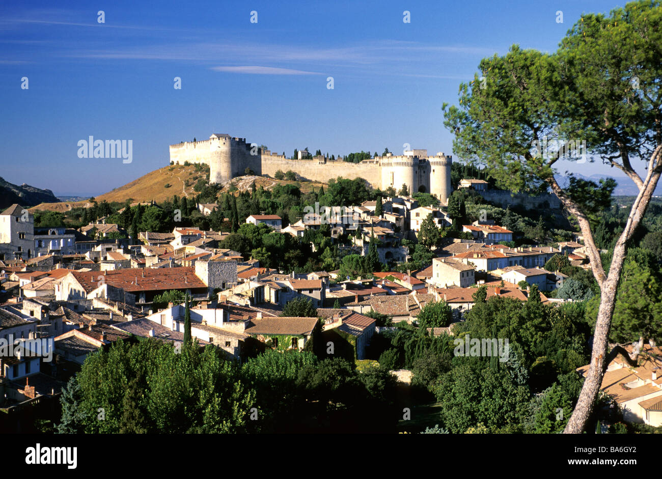 France, Gard, Villeneuve les Avignon, ramparts of Saint Andre Fort in ...