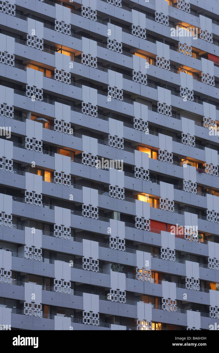 High-rise-facade detail evening buildings construction architecture ...