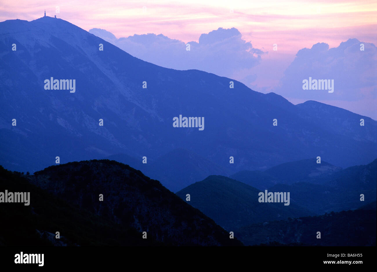 France, Vaucluse, Mont Ventoux seen from the Col de Maucuegne Stock ...