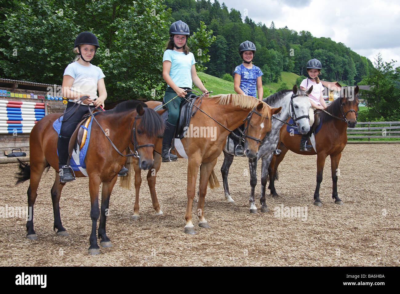 girls on British Riding Pony horses Stock Photo - Alamy