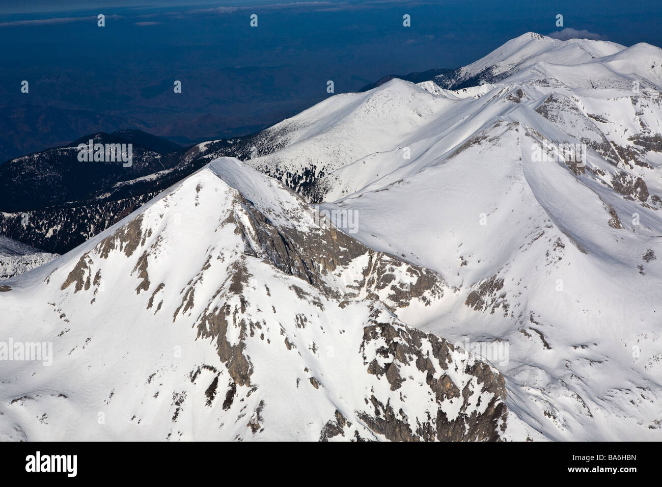 Pirin mountain, National park, aerial view, Vihren Peak on left ...