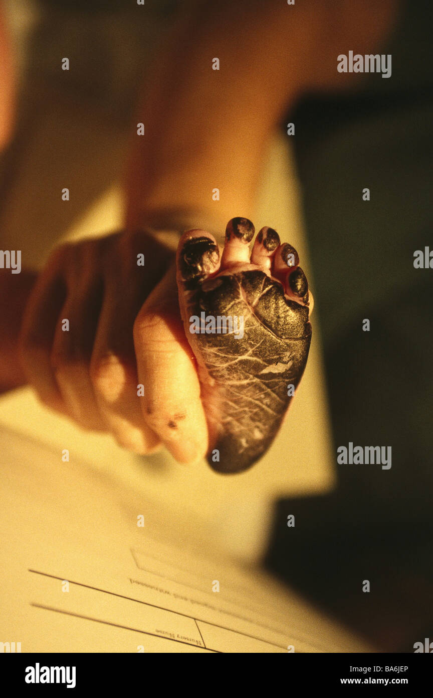 Women-hand baby detail foot color footprint hospital infant-station ...