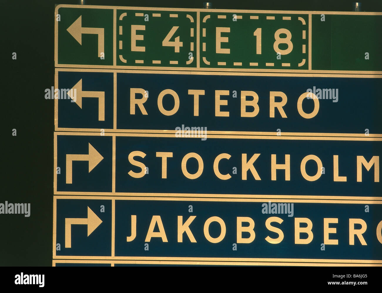 Sweden Stockholm traffic signs signposts roadside traffic signs signs ...