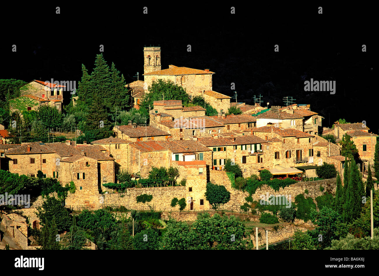 Italy, Tuscany, Chianti area, Montefiorale medieval village Stock Photo ...