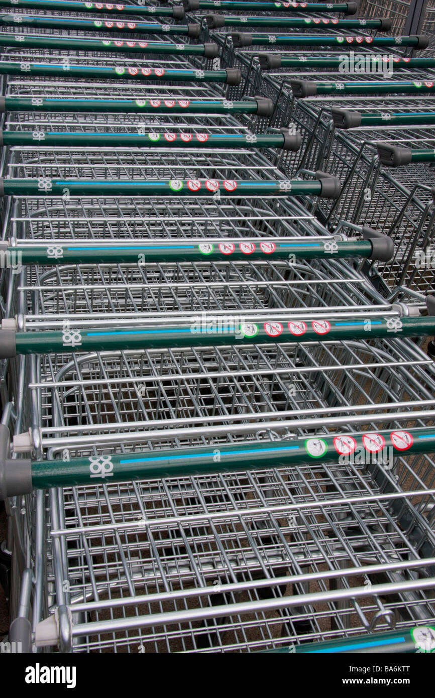 Co op shopping trolleys Stock Photo - Alamy