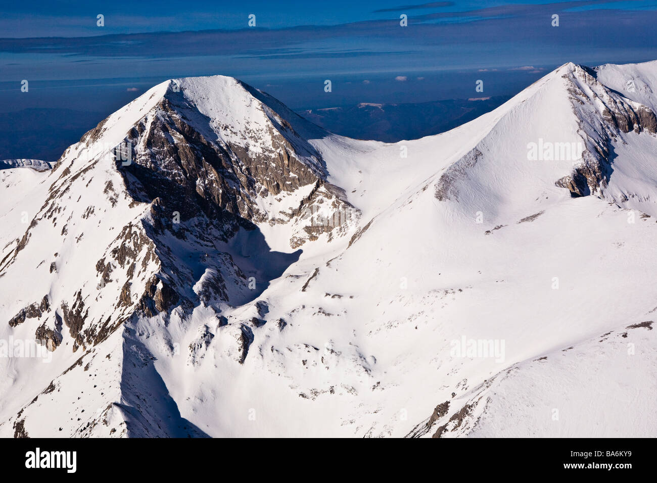 Pirin mountain National park, aerial view of Vihren, highest peak, and ...