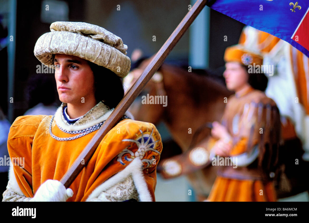 Italy, Tuscany, Siena, parade with traditional outfit for the Palio ...