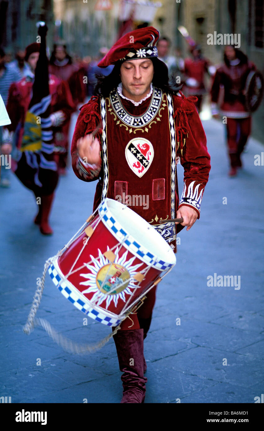 Italy, Tuscany, Siena, parade with traditional outfit for the Palio ...