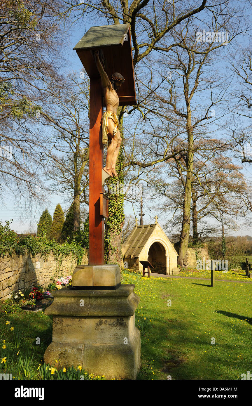 Satue of jesus at Hickleton Church UK Stock Photo - Alamy
