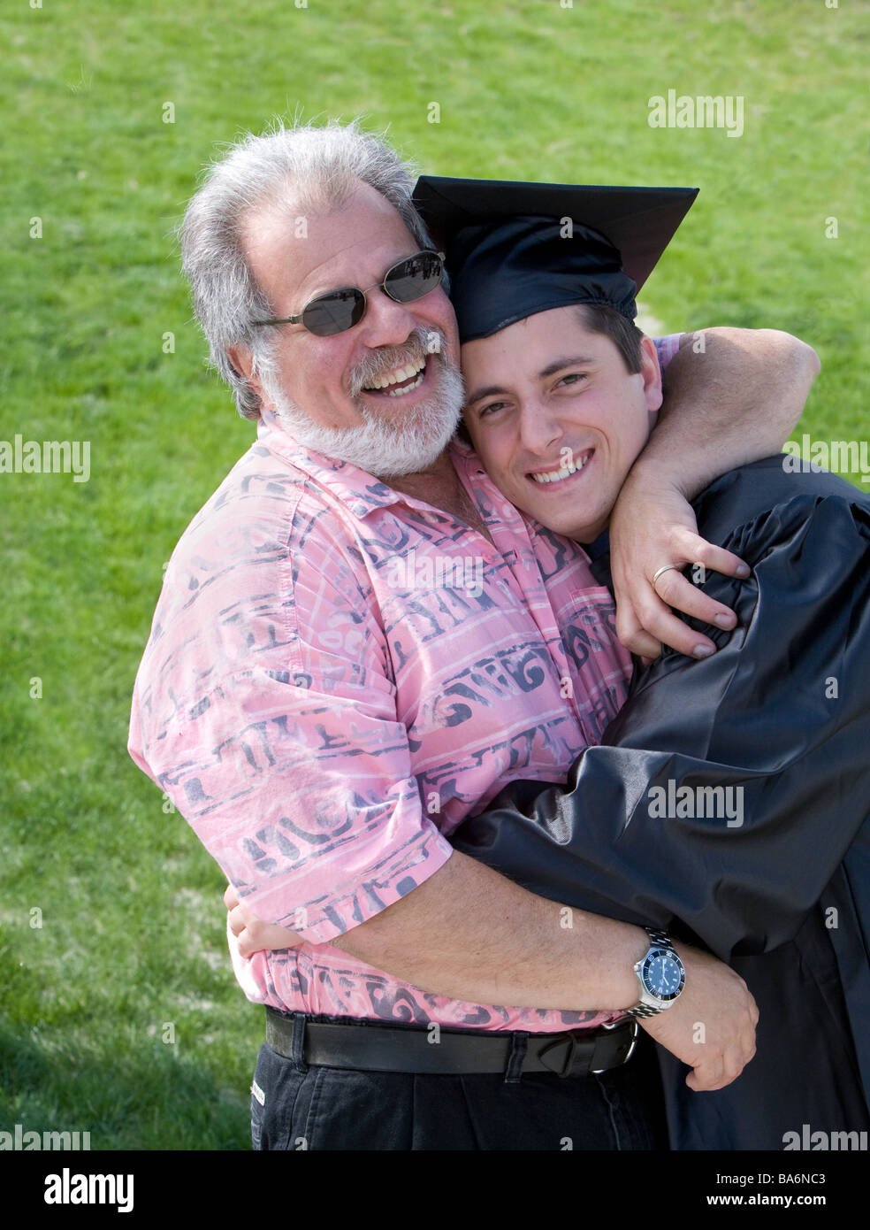 father and son pose for a graduation snapshot Stock Photo - Alamy