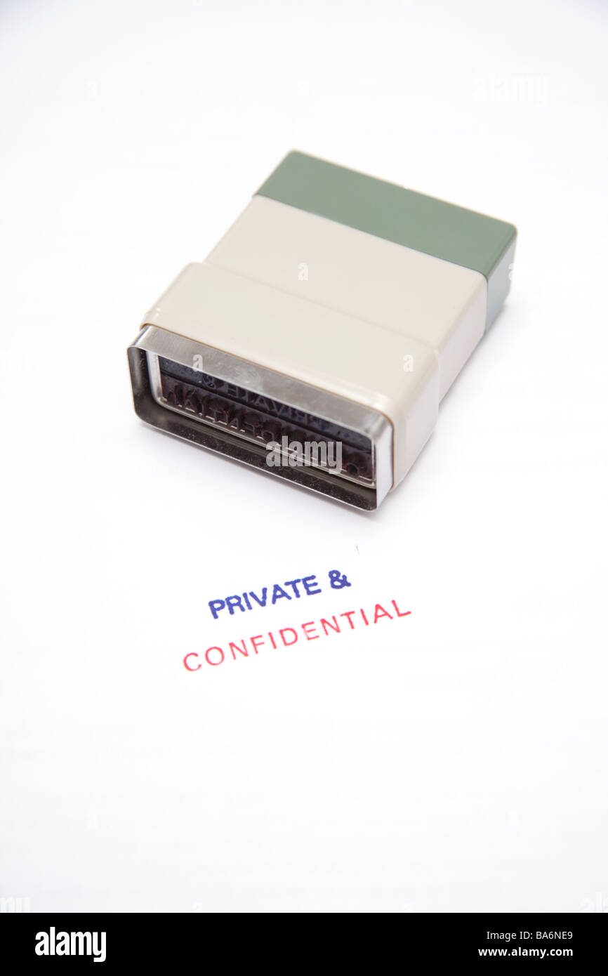 Private confidential stamp on a white studio background Stock Photo - Alamy