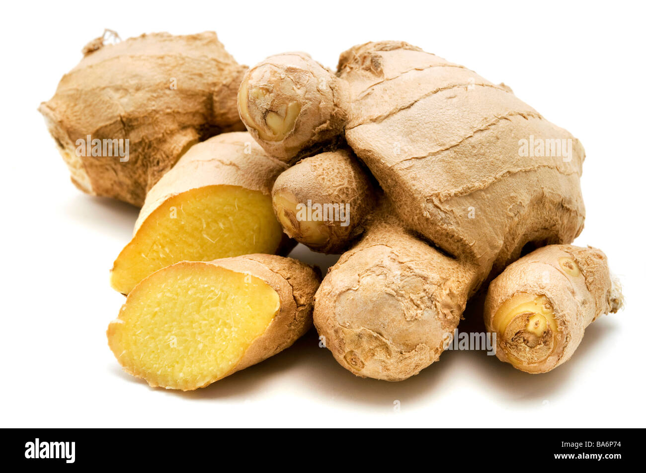 Ginger Zingiber officinale on a white background Stock Photo - Alamy