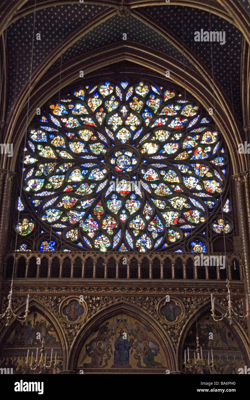 France Paris Sainte-Chapelle waiter-chapel glass-windows west-rose ...