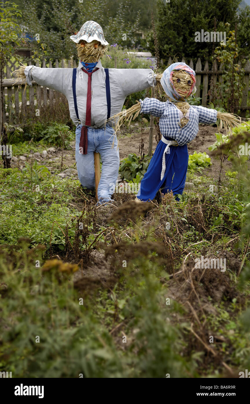 Garden scarecrows pair farmer-garden vegetable garden plants vegetables ...