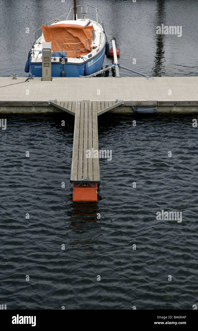 Harbor bridge sail-ship Germany Duisburg marina landing place pier ship ...