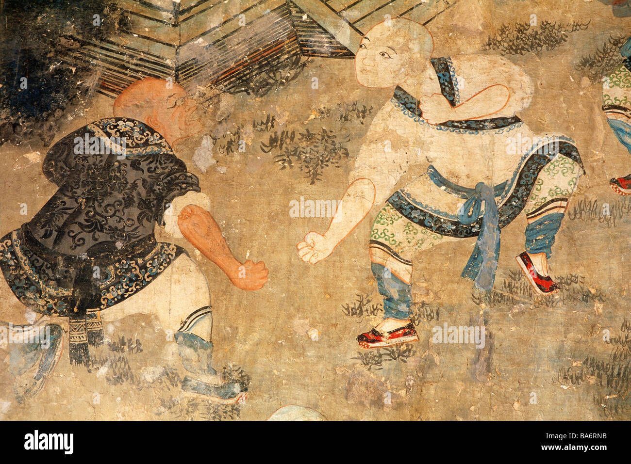 China, Henan province, Shaolin Monastery, Qing dynasty, fresco mural ...