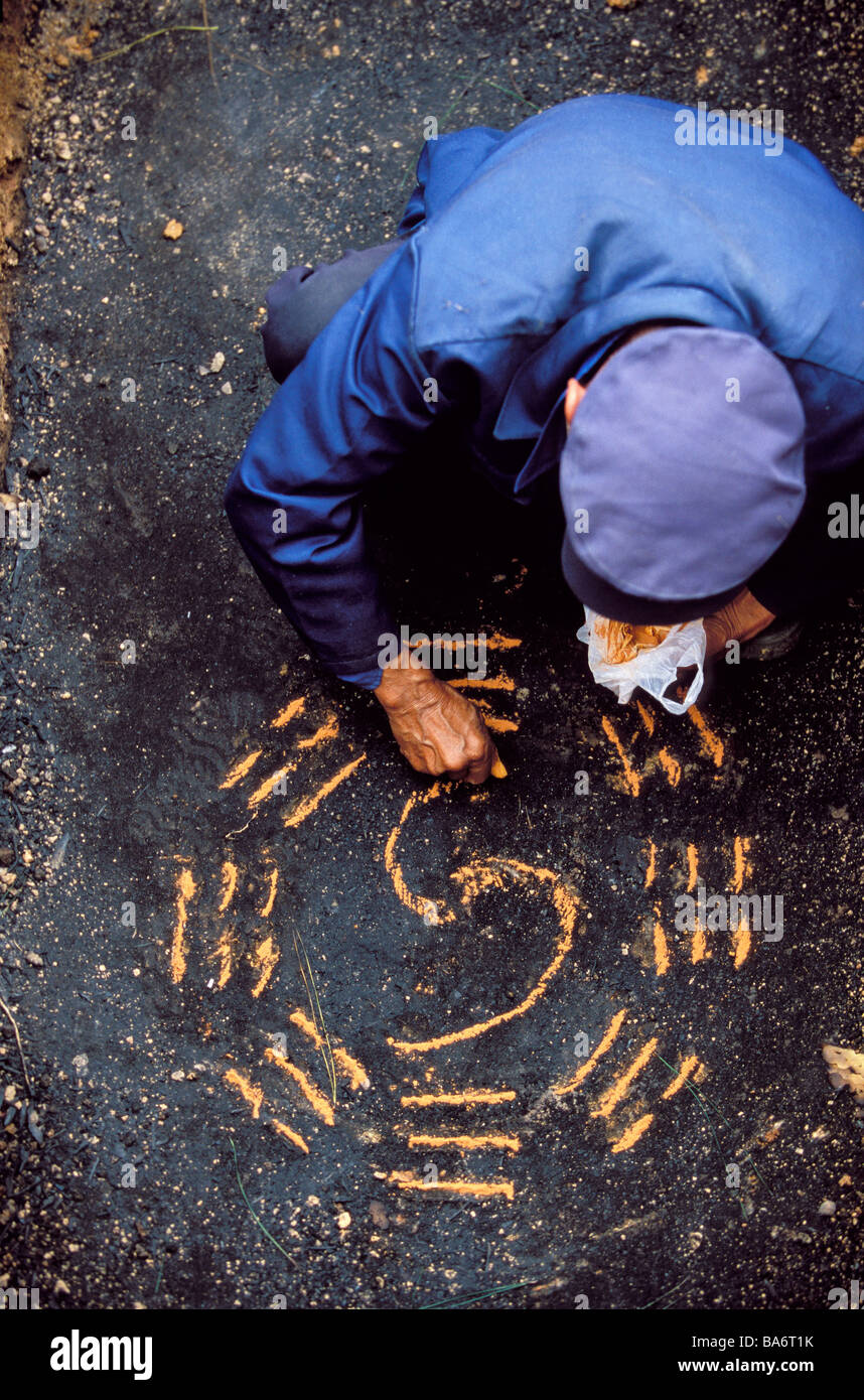China, Guizhou province, Pingtang, Han funeral, on the tomb's ground ...