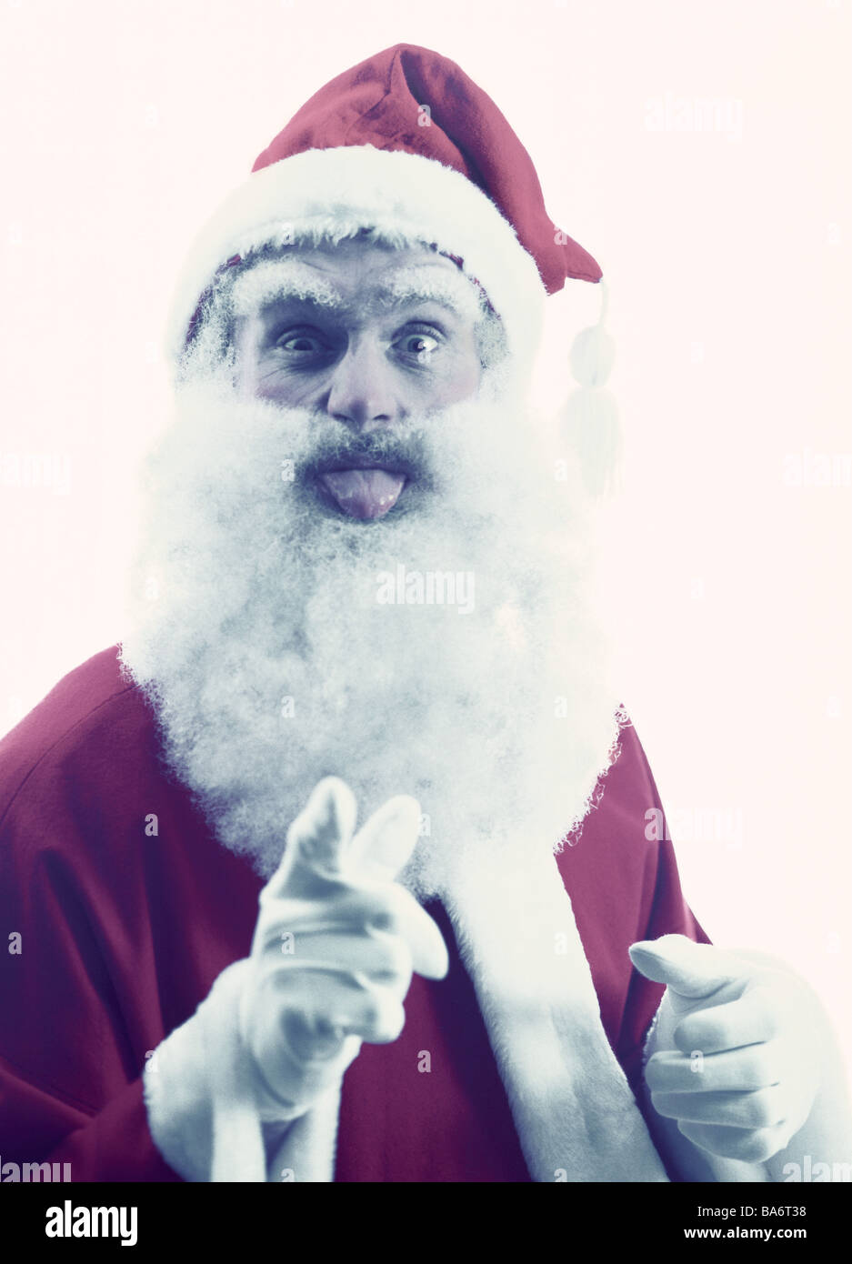 Santa Claus tongue signals shows semi-portrait Advent Christmas man ...
