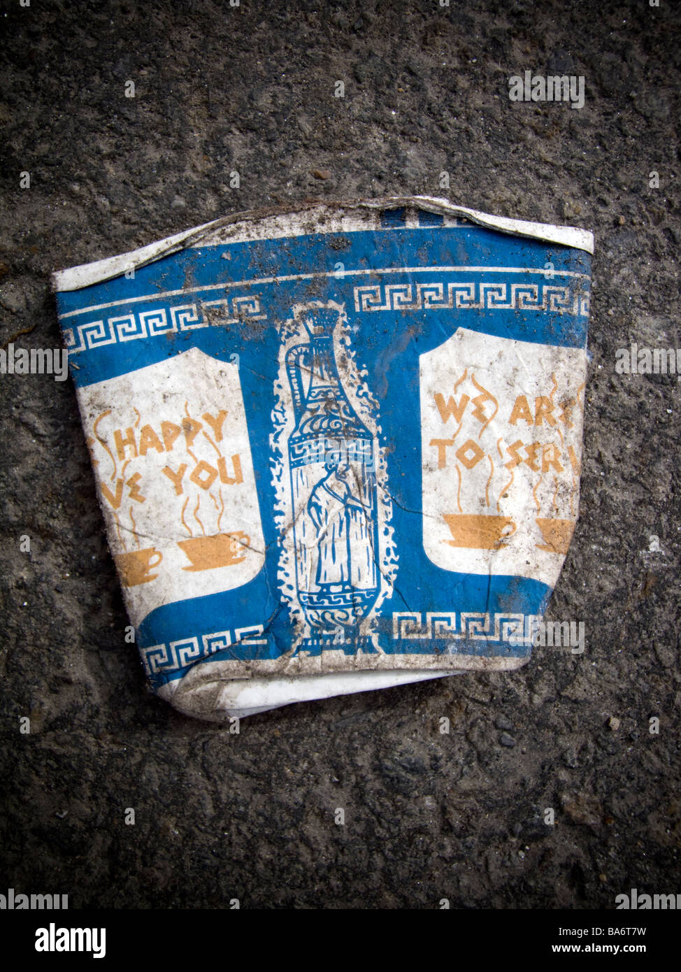 Crushed coffee cup from a Greek diner in New York on Saturday March 28 ...