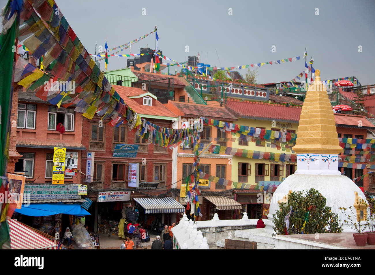 Boudhanath - Bouddhanath, Bodhnath or Baudhanath stupa temple. Roof ...