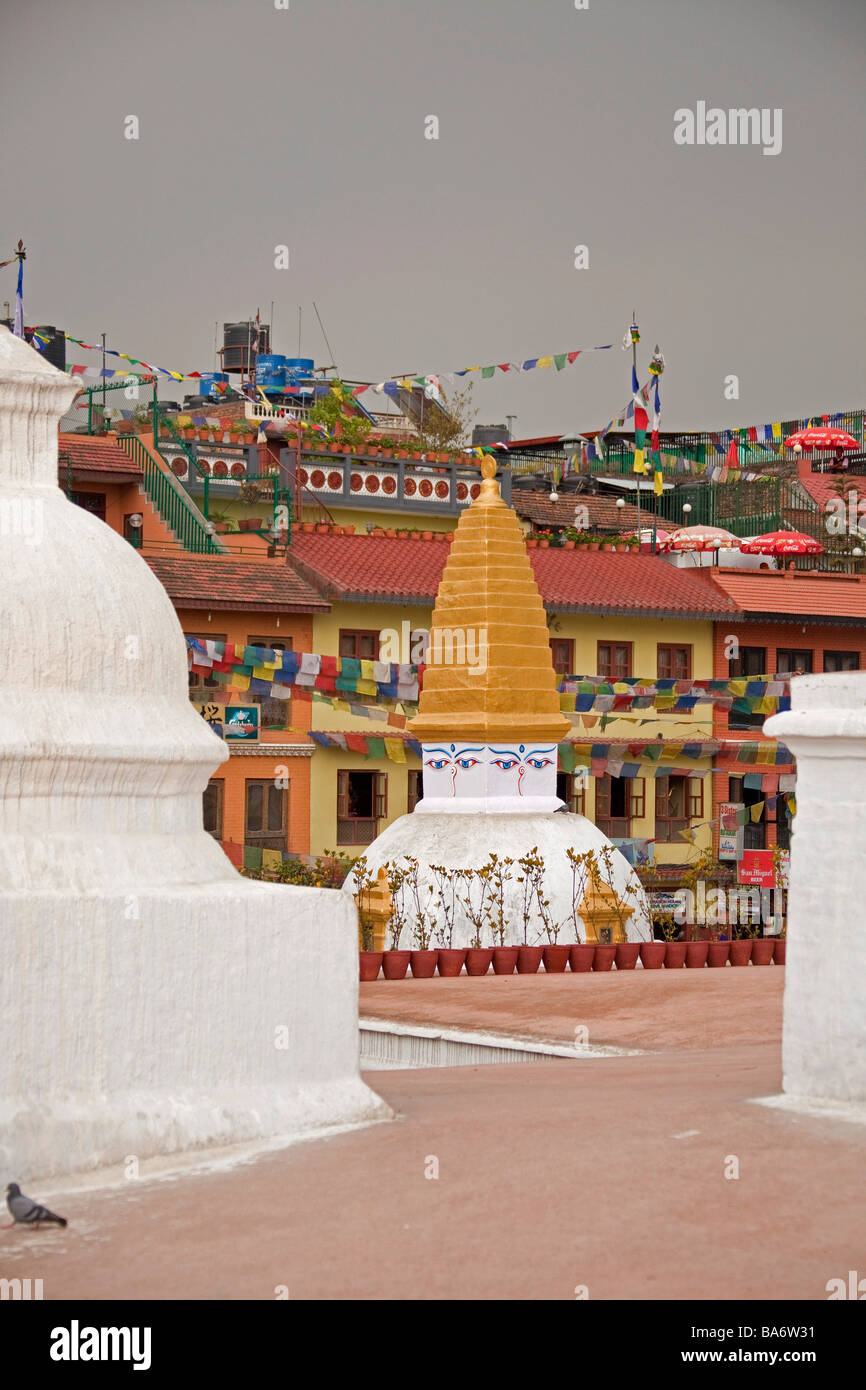 Boudhanath - Bouddhanath, Bodhnath or Baudhanath stupa temple. Roof ...