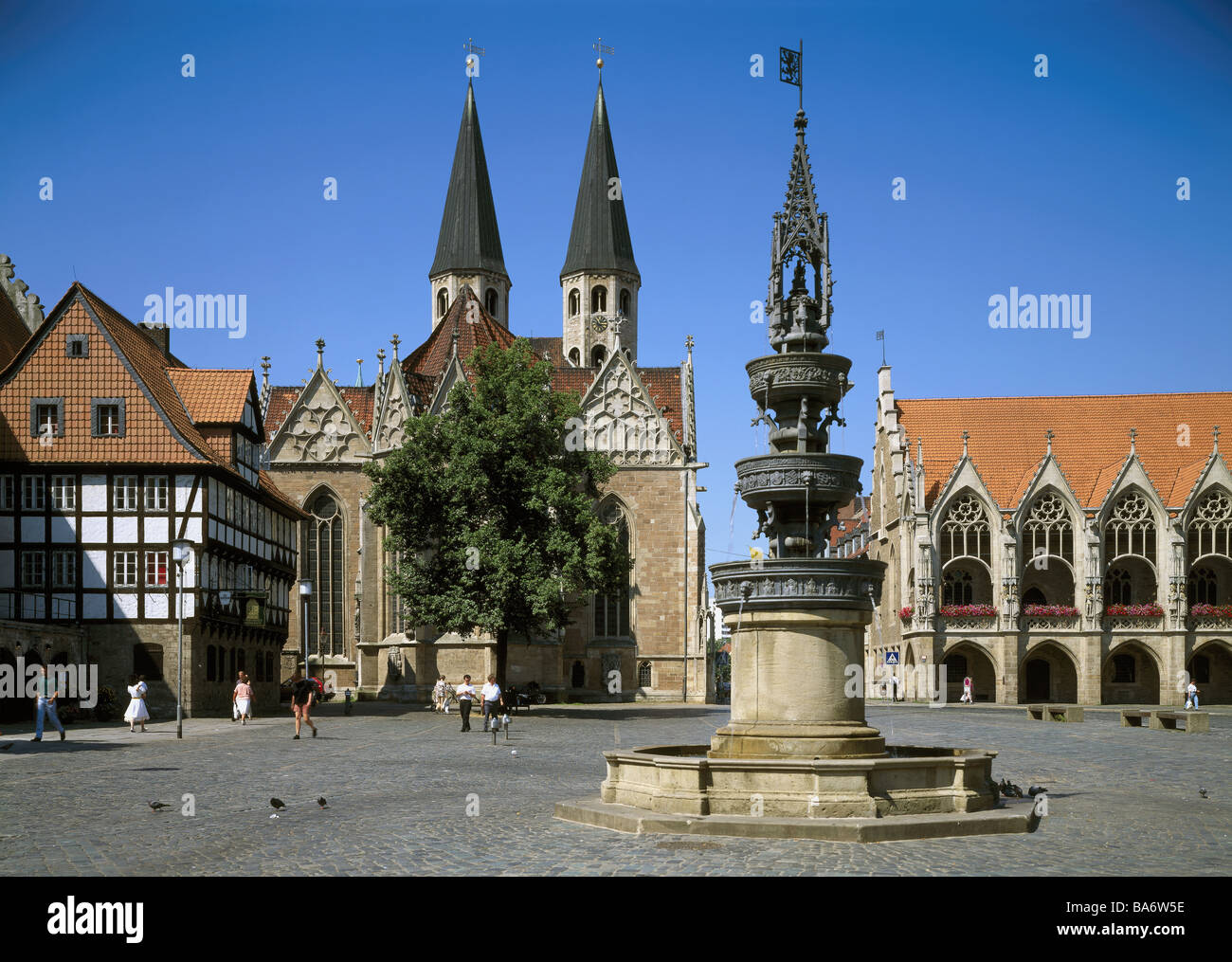 Germany Brunswick old part of town-market old part of town-town hall ...