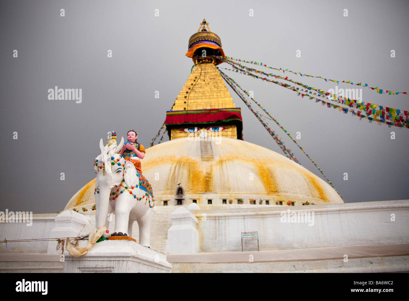 Boudhanath - Bouddhanath, Bodhnath or Baudhanath stupa temple. Roof ...