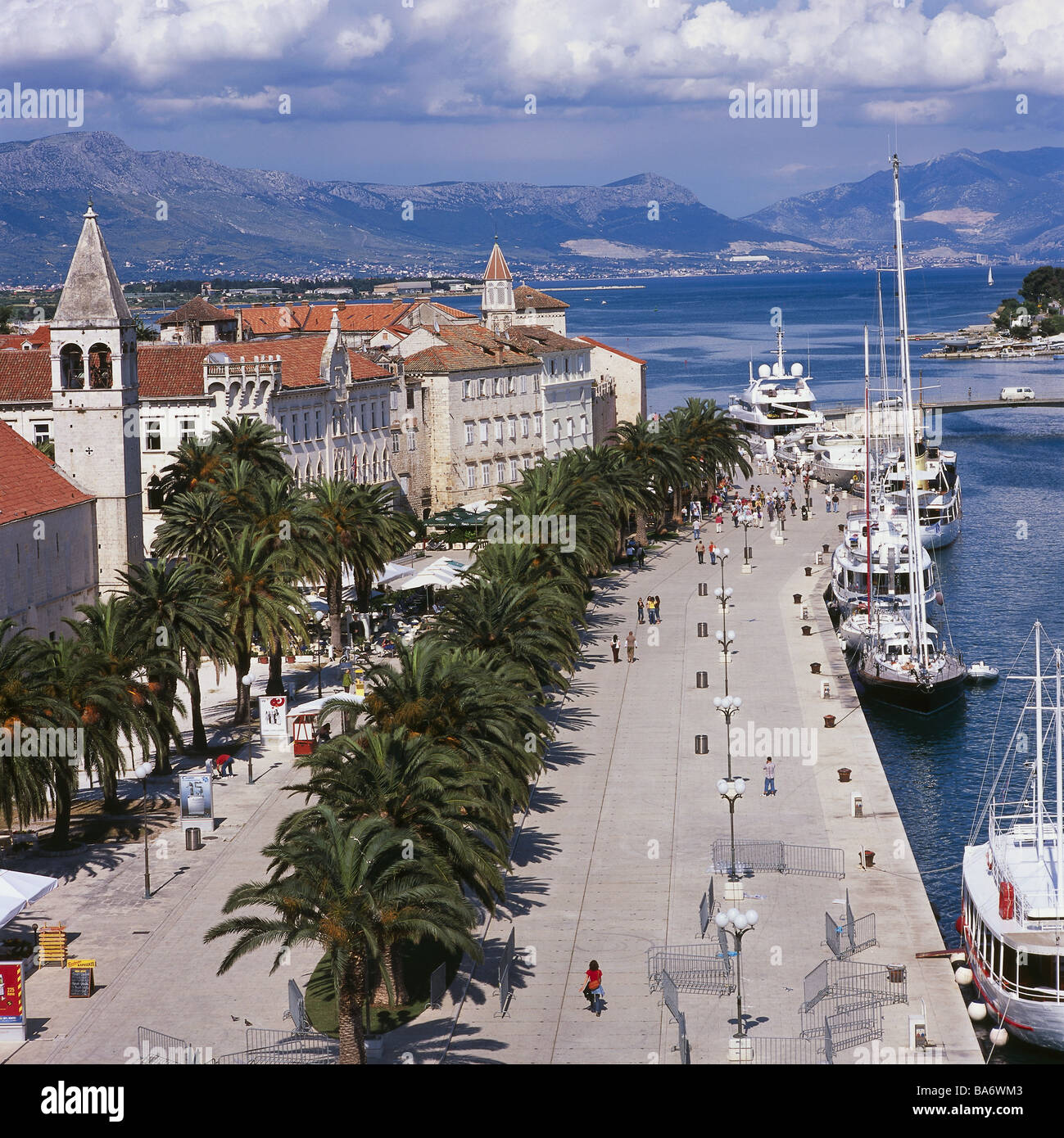 Croatia Trogir city-opinion canal of Trogir promenade tourists Balkan ...
