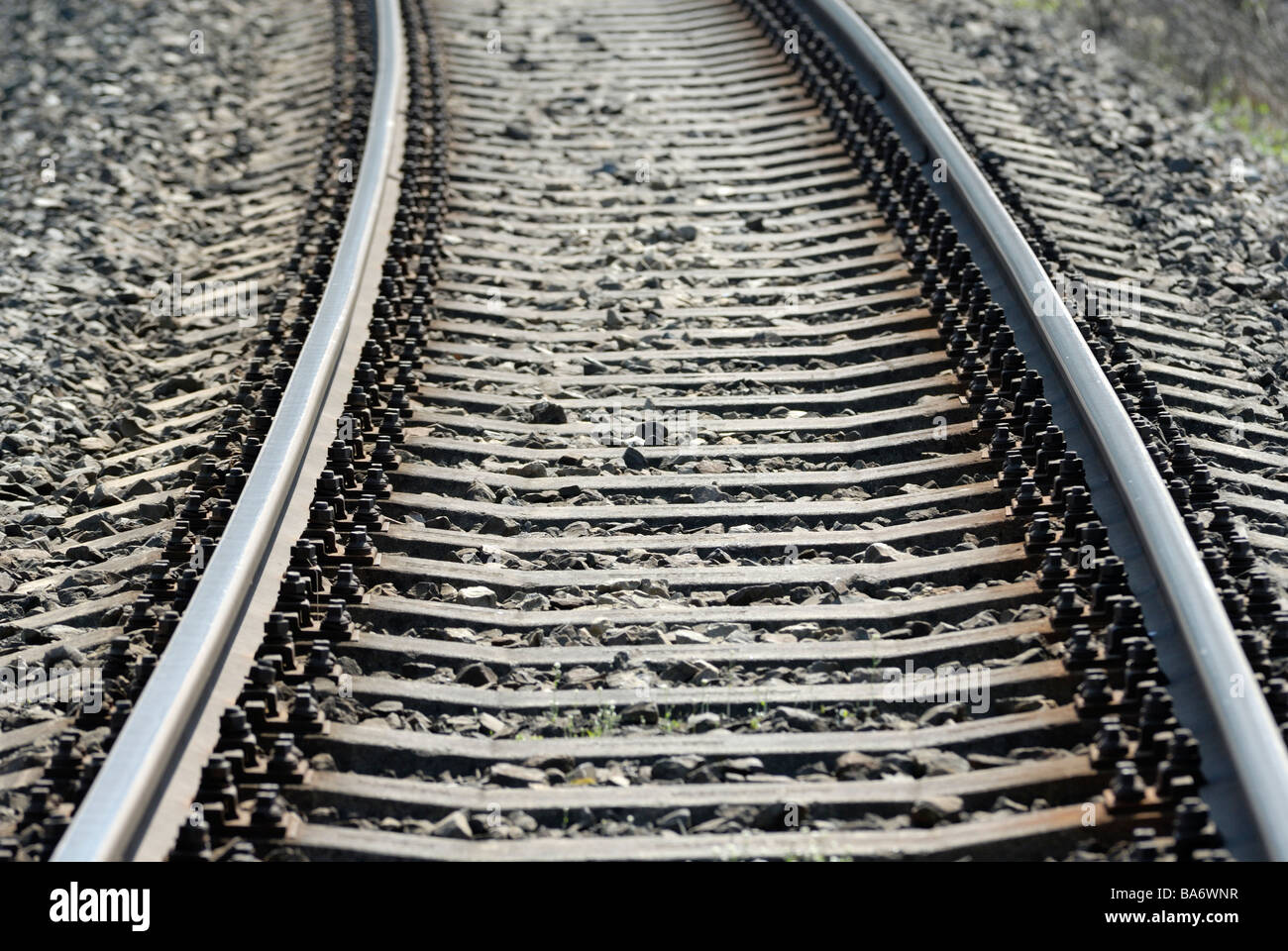 Railway tracks close up detail still life Stock Photo - Alamy