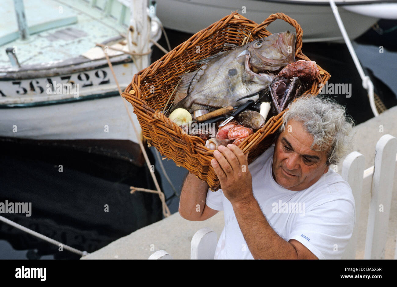 France, Bouches du Rhone, Marseille, les Goudes, Gaby the fisherman and ...