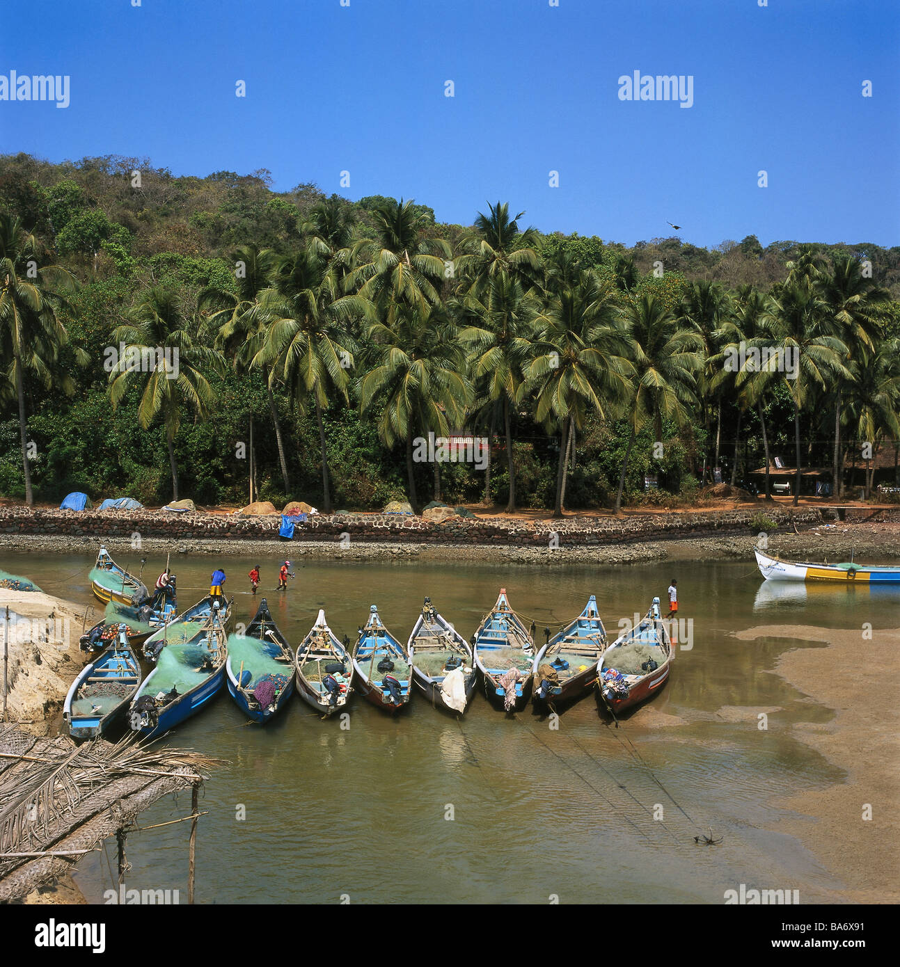 India Goa models boat fishers no Baga fisher-harbor release Asia people ...