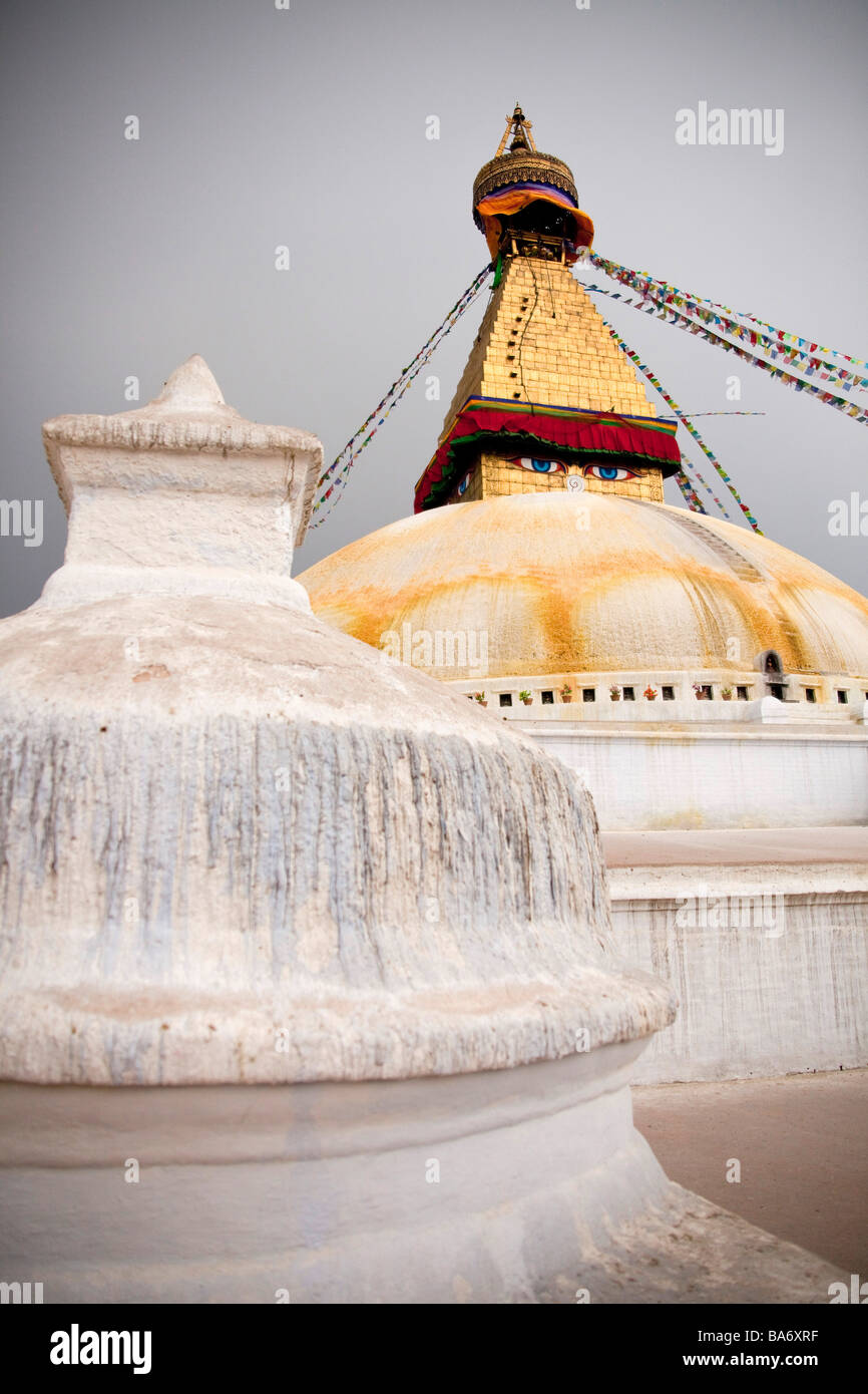 Boudhanath - Bouddhanath, Bodhnath or Baudhanath stupa temple. Roof ...