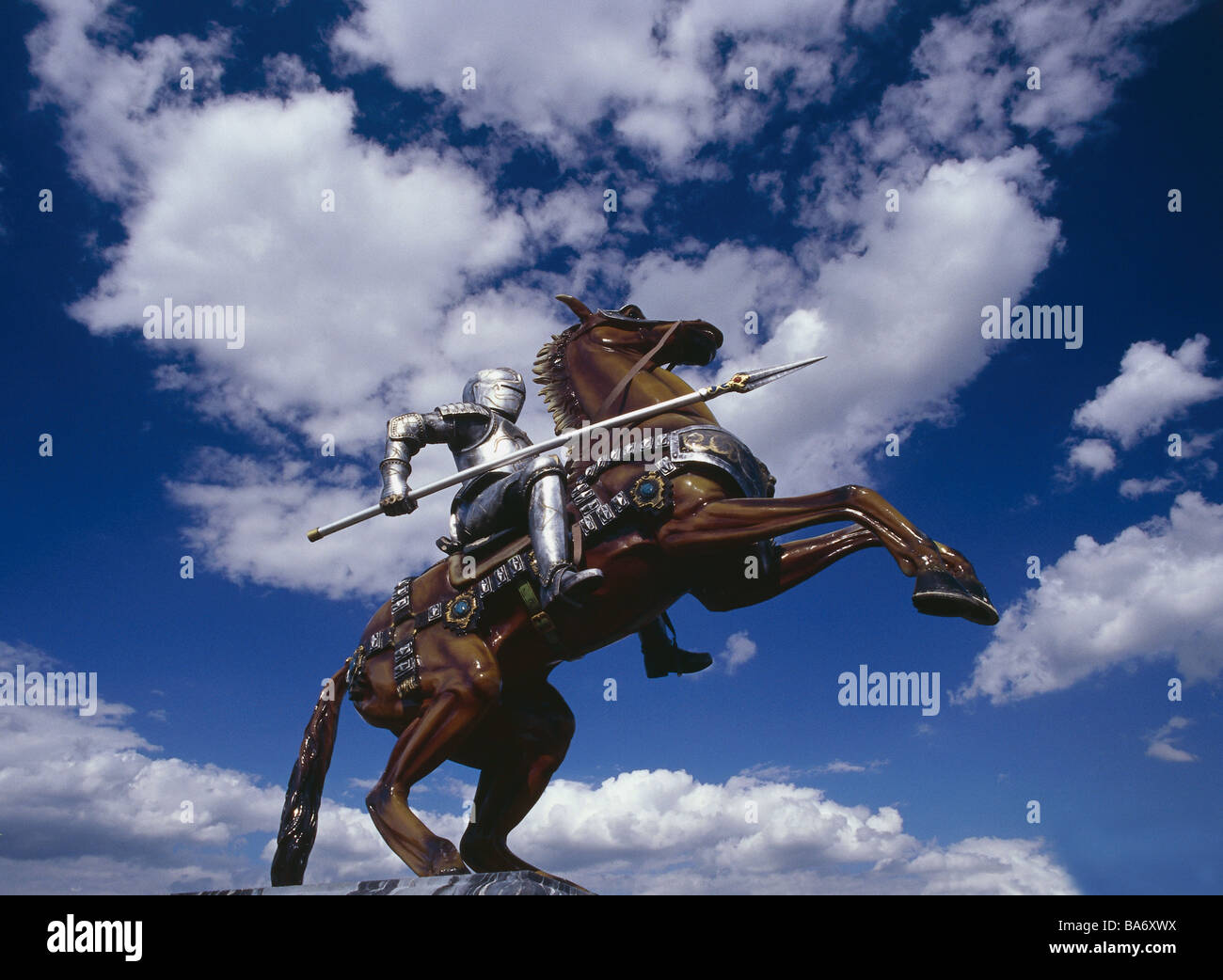 Plastic knights lance horse from below cloud-heavens series sculpture ...