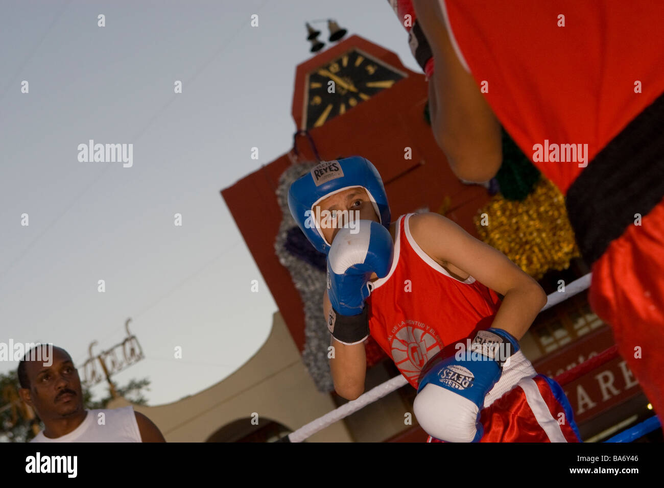 Boxers in a public exhibition in Cancun Mexico Stock Photo - Alamy