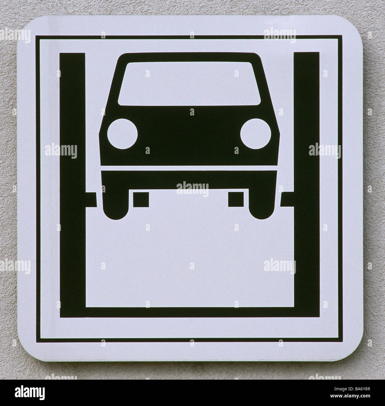 Garage wall detail sign pictogram car wall sign hint attention ...