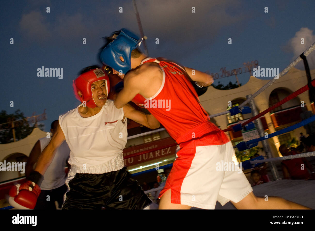 Boxers in a public exhibition in Cancun Mexico Stock Photo - Alamy