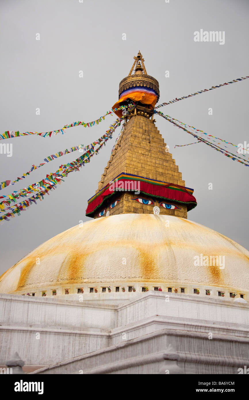 Boudhanath - Bouddhanath, Bodhnath or Baudhanath stupa temple. Roof ...