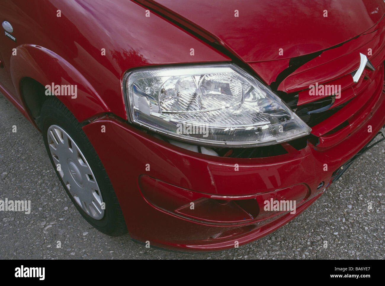 Accident-car red front-damage detail series car private car accident ...