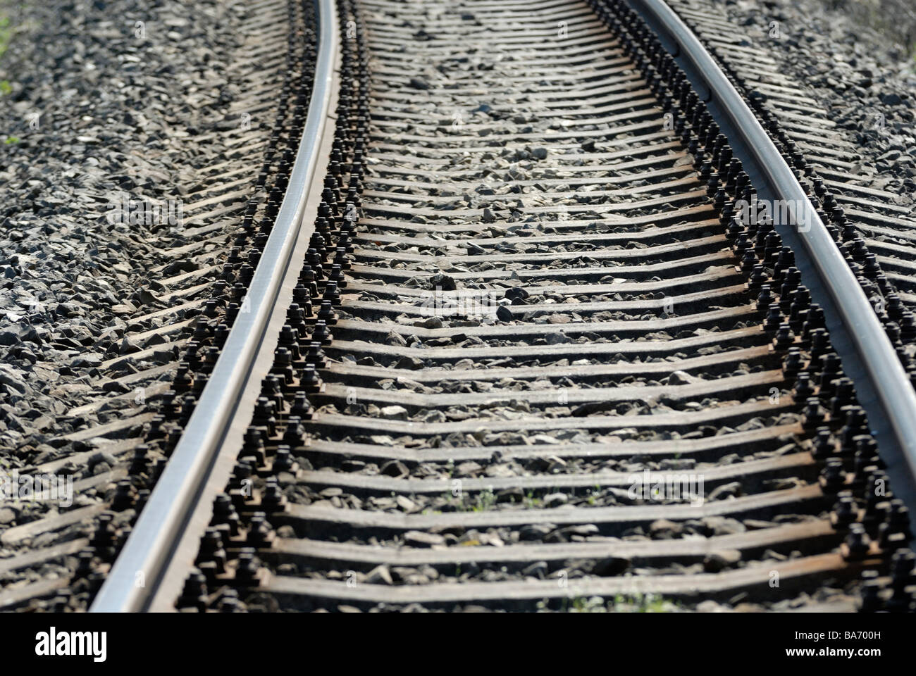 Railway tracks close up detail still life Stock Photo - Alamy