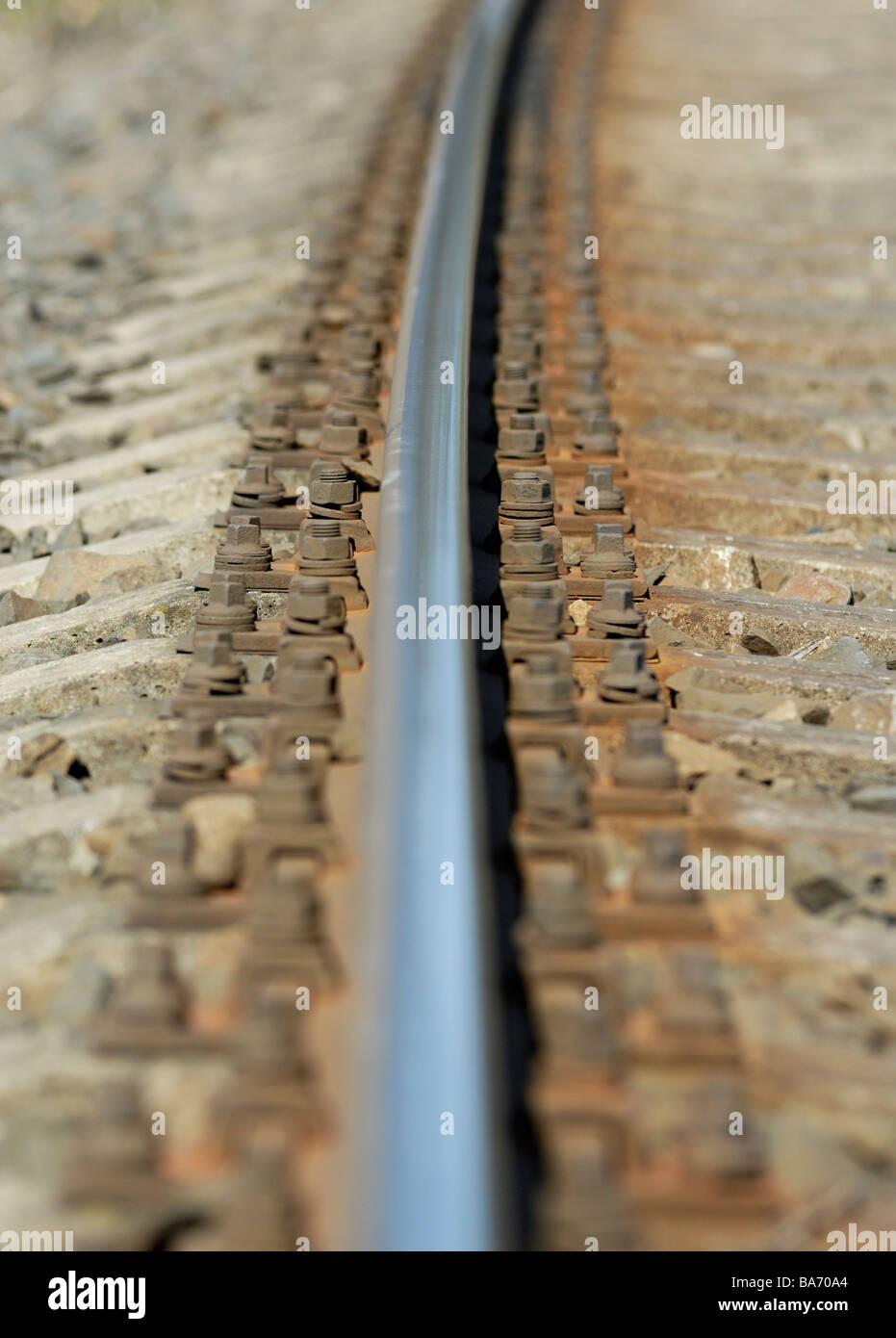Railway tracks close up detail still life Stock Photo - Alamy