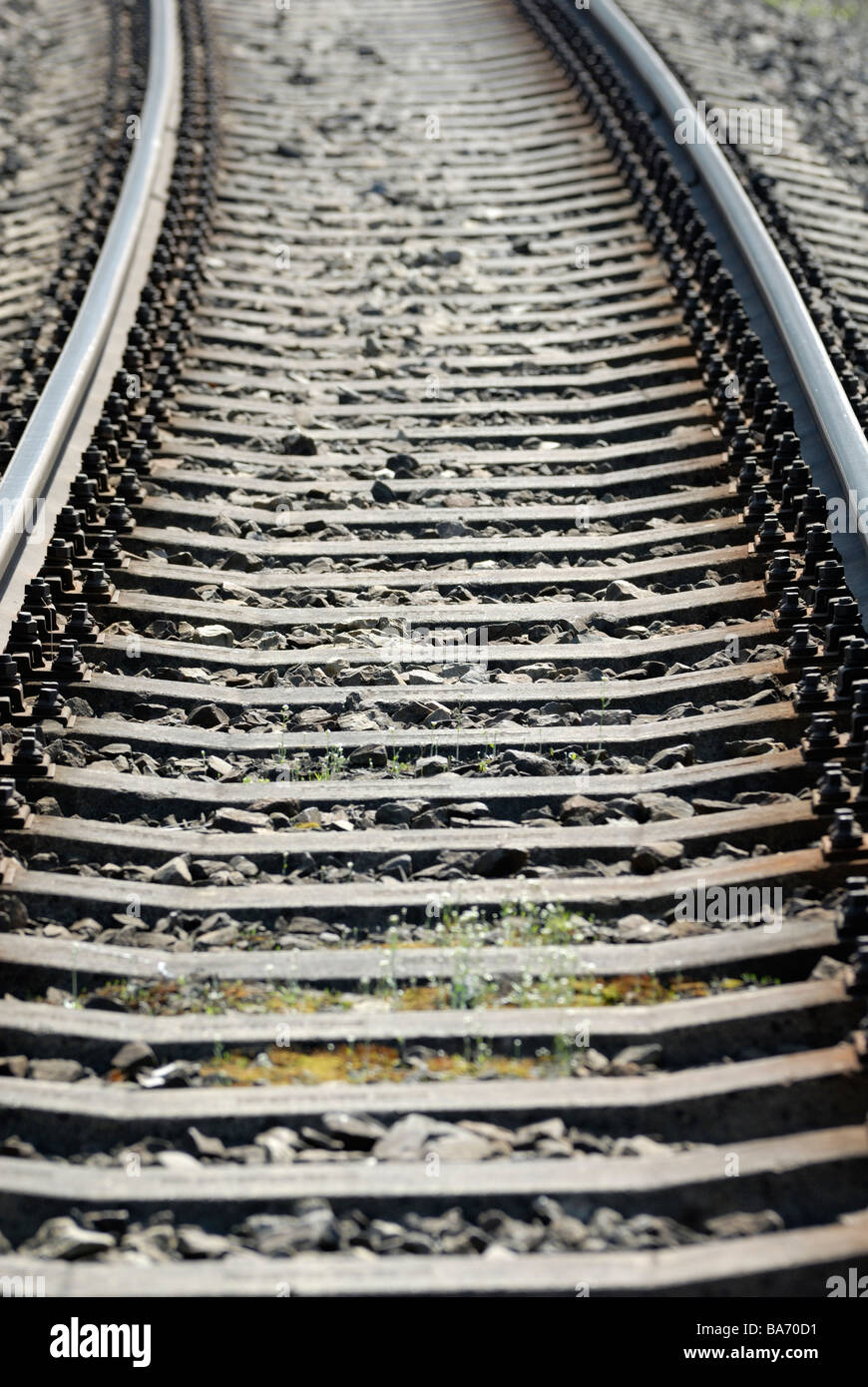 Railway tracks close up detail still life Stock Photo - Alamy