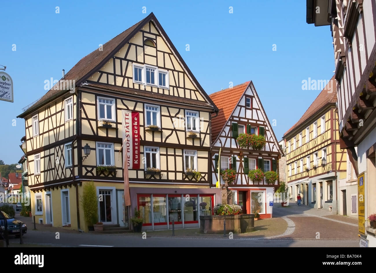 Germany Baden-Württemberg gladly-brook Murg alley timbering-houses ...